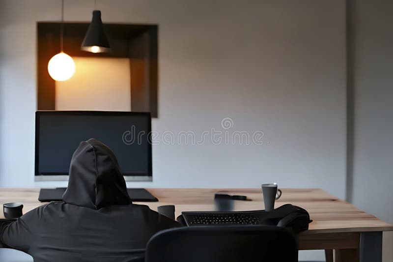A hacker inside a room stock illustration. Illustration of hijack ...