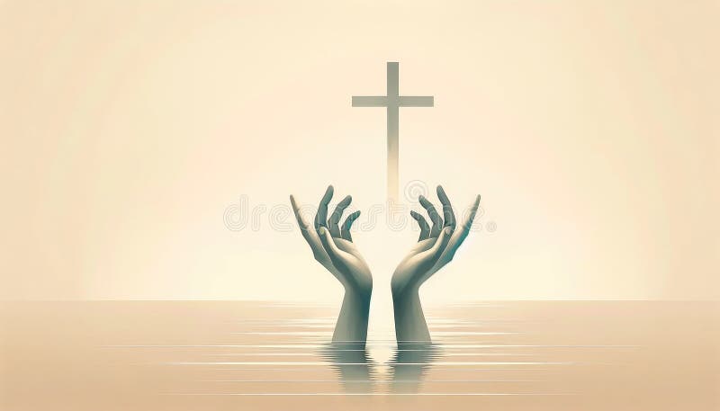 Hands with a Cross in the Water. Illustration Stock Illustration ...