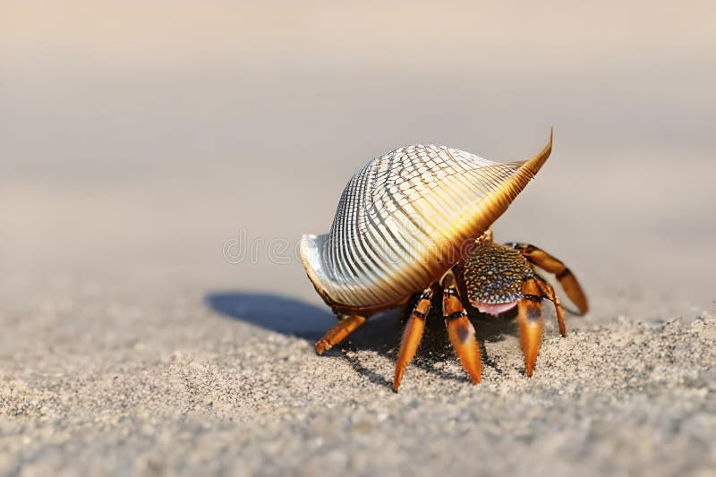 Hermit Crab Walking on the Beach Stock Illustration - Illustration of ...
