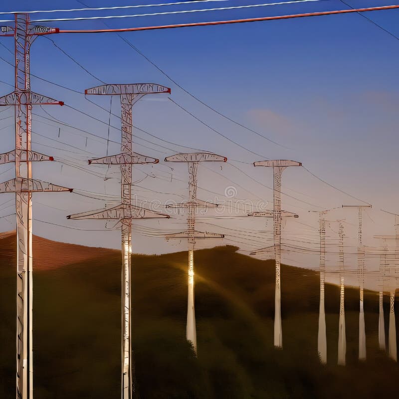 AI Generated Image - Powerlines Stock Illustration - Illustration of ...