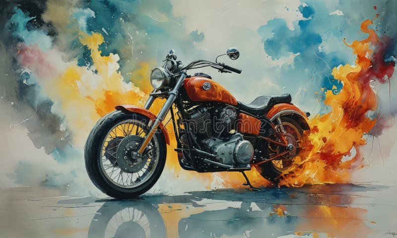 Motorcycle is on fire stock illustration. Illustration of competition ...