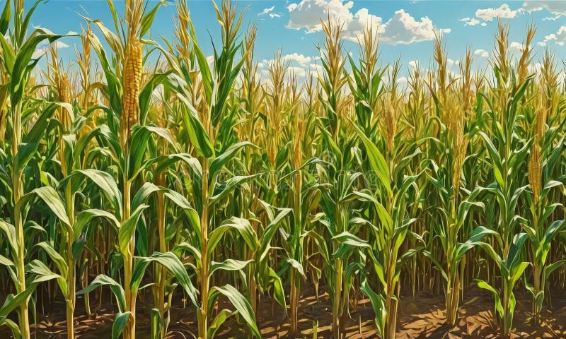 Painting corn in field stock illustration. Illustration of rural ...