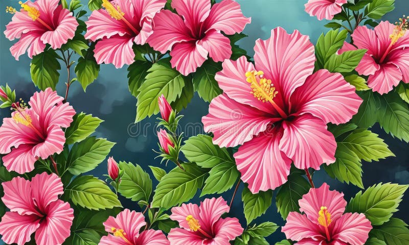 Pink flowers wallpapers stock illustration. Illustration of drawn ...