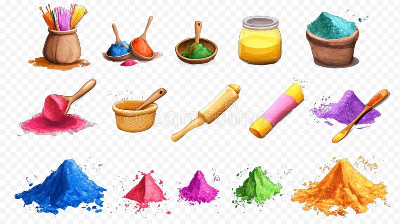 Holi Elements Set stock image. Illustration of print - 341519431