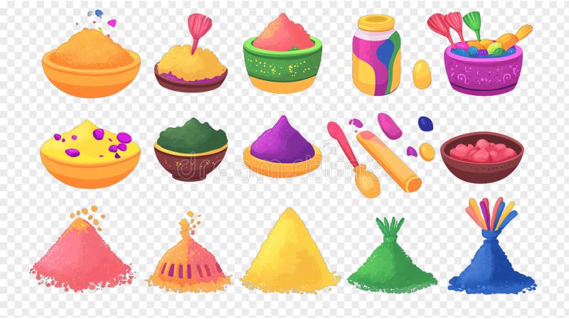 Holi Elements Set Illustration Stock Photo - Illustration of pack ...