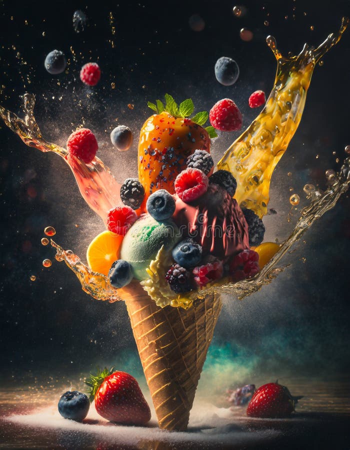 Ice cream explosion stock illustration. Illustration of berry - 294950568