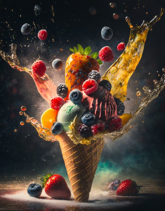 Ice cream explosion stock illustration. Illustration of berry - 294950568