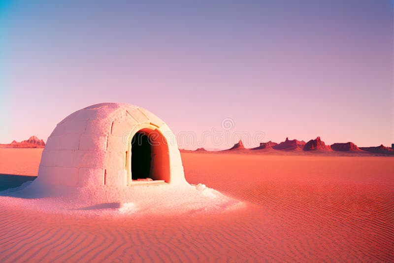 AI Generated Image of an Igloo Built in the Middle of the Desert. Stock ...