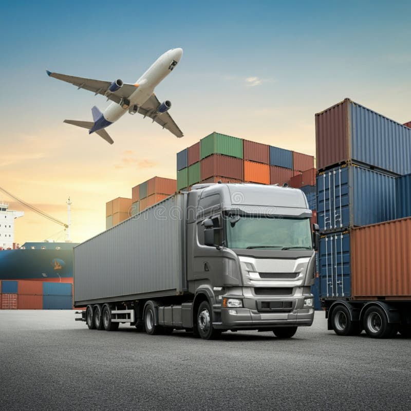 AI-Generated Image: Global Shipping Network with World Map and ...