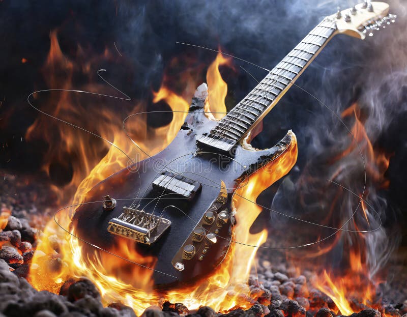 Burning Guitar Stock Illustrations – 632 Burning Guitar Stock ...
