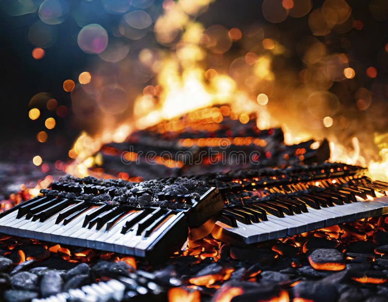 Burning pile of keyboards stock illustration. Illustration of burning ...