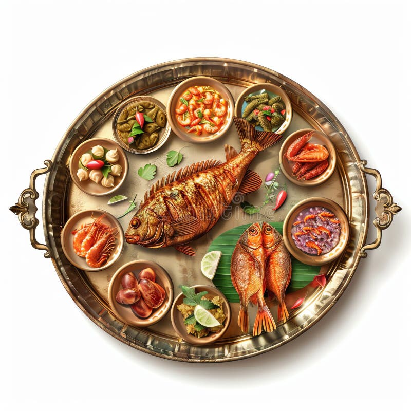 Indian Fish Platter hindu stock illustration. Illustration of festival ...