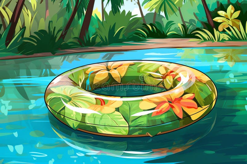 An Inflatable Pool Float in a Crystal Clear Pool Vector Tropical ...