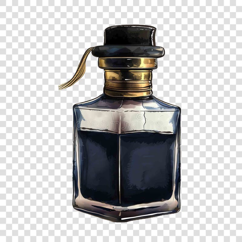 Ink Bottle Transparent Background Realistic Element Stock Illustration ...