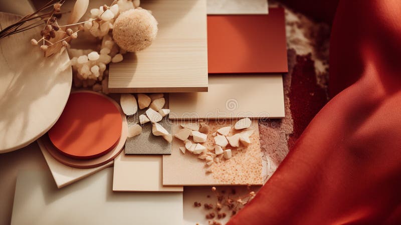 AI Generated Image - Interior Design Moodboard in Red Colors Tones ...