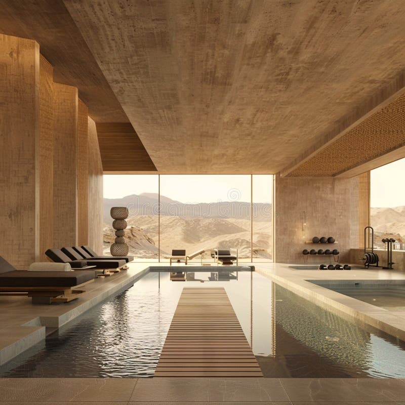 AI Generated Image of Interior with Pool Stock Illustration ...