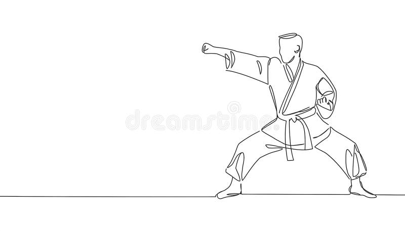Continuous Line Drawing Karate Athlete Stock Illustrations – 105 ...
