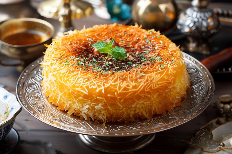 Kunafa islamic arabic food stock illustration. Illustration of ramadan ...