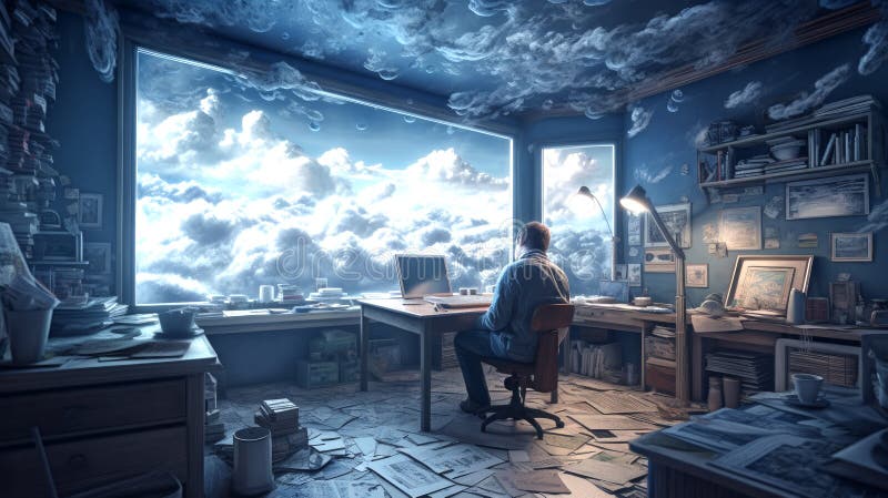 AI-Generated Image Landscape of the Scene of a Man Using a Computer ...