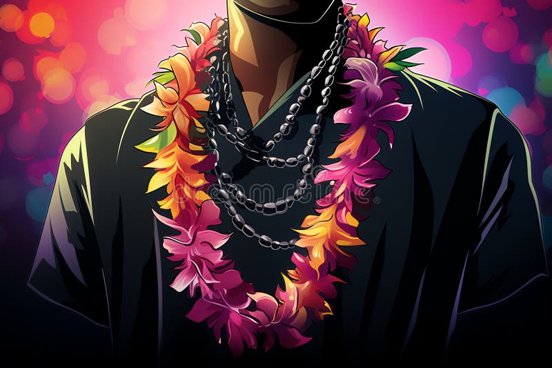 A Lei Draped Around Someone Neck at a Party Vector Tropical Background ...