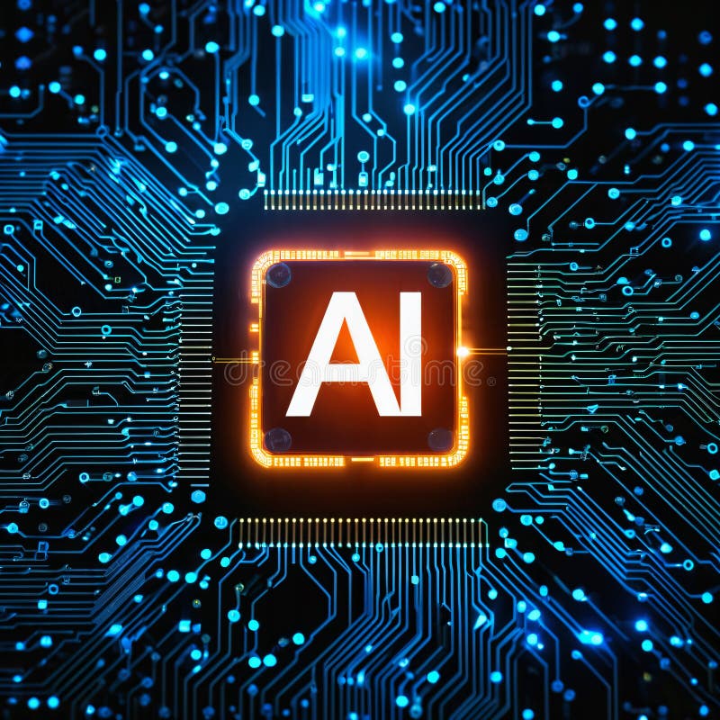 AI Generated Image of Letters AI on a Blue Digital Circuit Board Stock ...