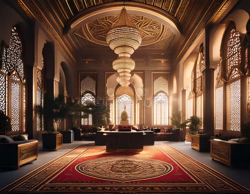 AI Generated Image of an Office Interior with Arabian Decorations Stock ...