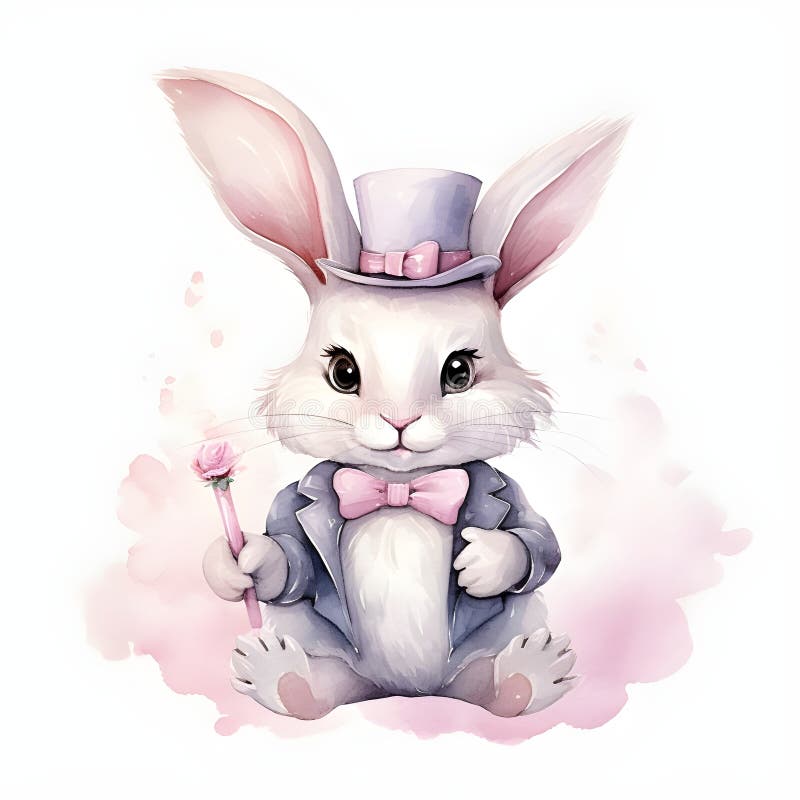 Magician Cute Bunny Blue Cute Bunny Watercolor Stock Illustration ...