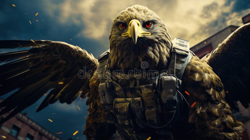 Majestic Eagle in Camouflage Suit and Mask Ready To Soar AI Generated ...