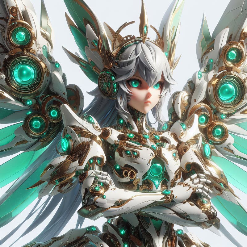 AI-Generated Image, Majestic Techno-Enigma: the Silver Seraph Stock ...