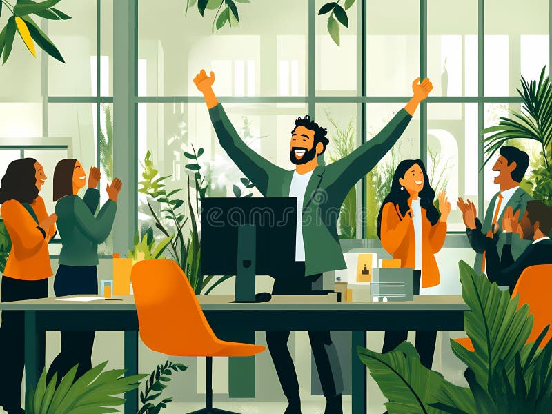 AI-Generated Image of a Man is Standing in Front of a Computer with a ...