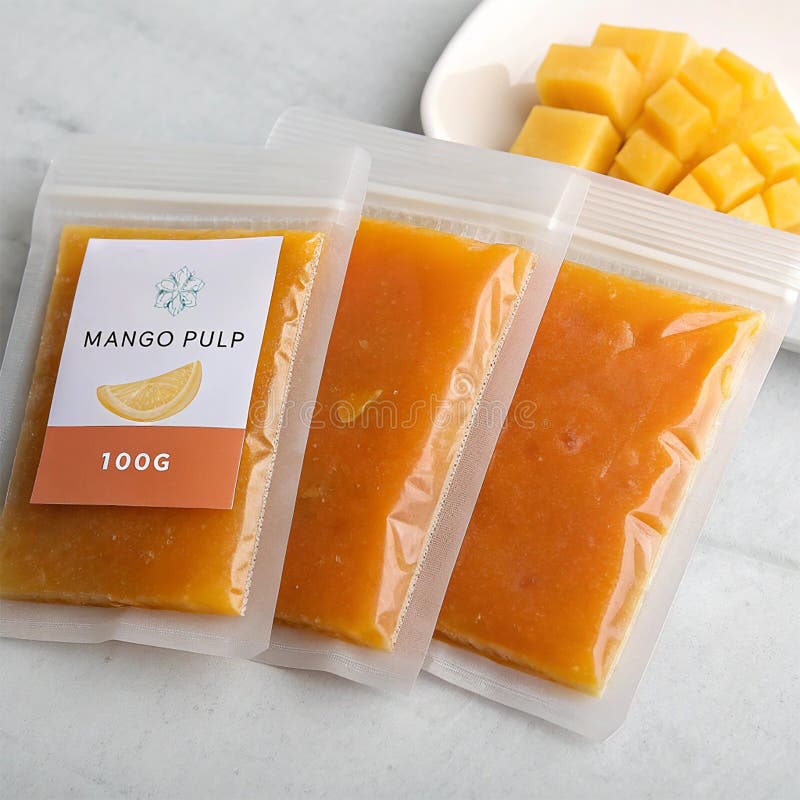 Despulpado De Fruta En Sachets De 100g De Mango - AI-Generated Fruit Packaging Art Stock Image ...