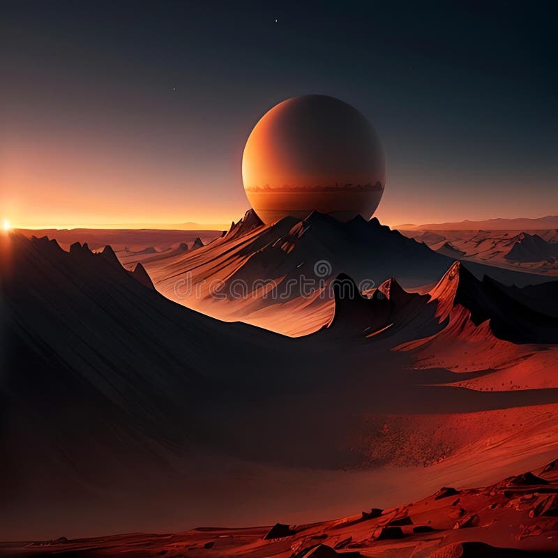 AI Generated Image of a Mars Like Landscape Alongside a Planet in Sight ...
