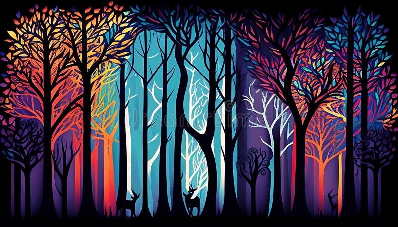 Enchanted Forest of Vector Trees - Made with Generative AI Stock ...