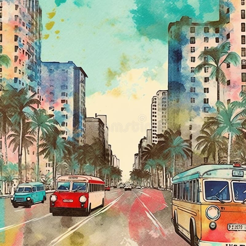 Miami Old Paper, Vintage Digital Paper Stock Illustration ...