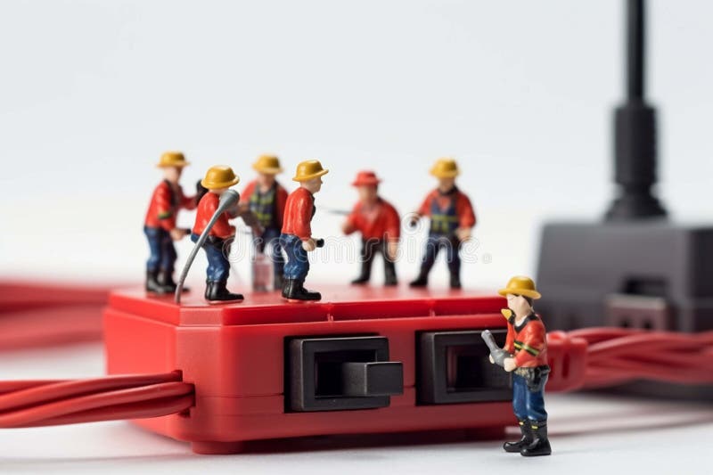 Miniature Shot of a Worker on Top of a Network Router. Ai Generative ...