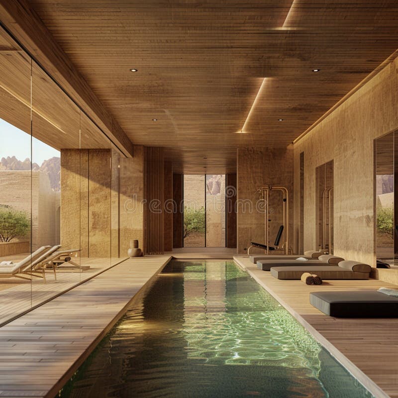 Rammed earth pool house stock illustration. Illustration of diffusion ...