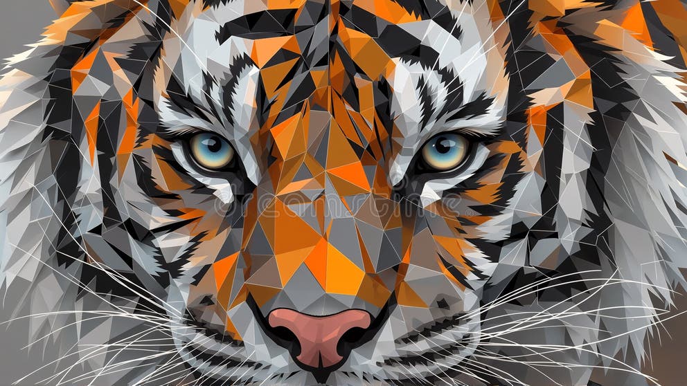 AI Generated Low Poly Tiger Head Geometric Art Stock Illustration ...
