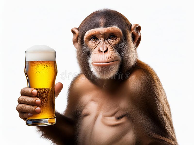 AI Generated Image. a Monkey with a Beer Stock Illustration ...