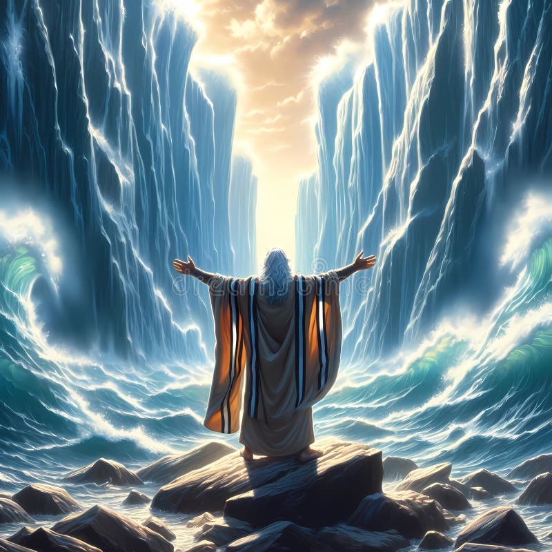 Moses parting the Red Sea stock illustration. Illustration of miracle ... Moses parting the Red Sea stock illustration. Illustration of miracle ...