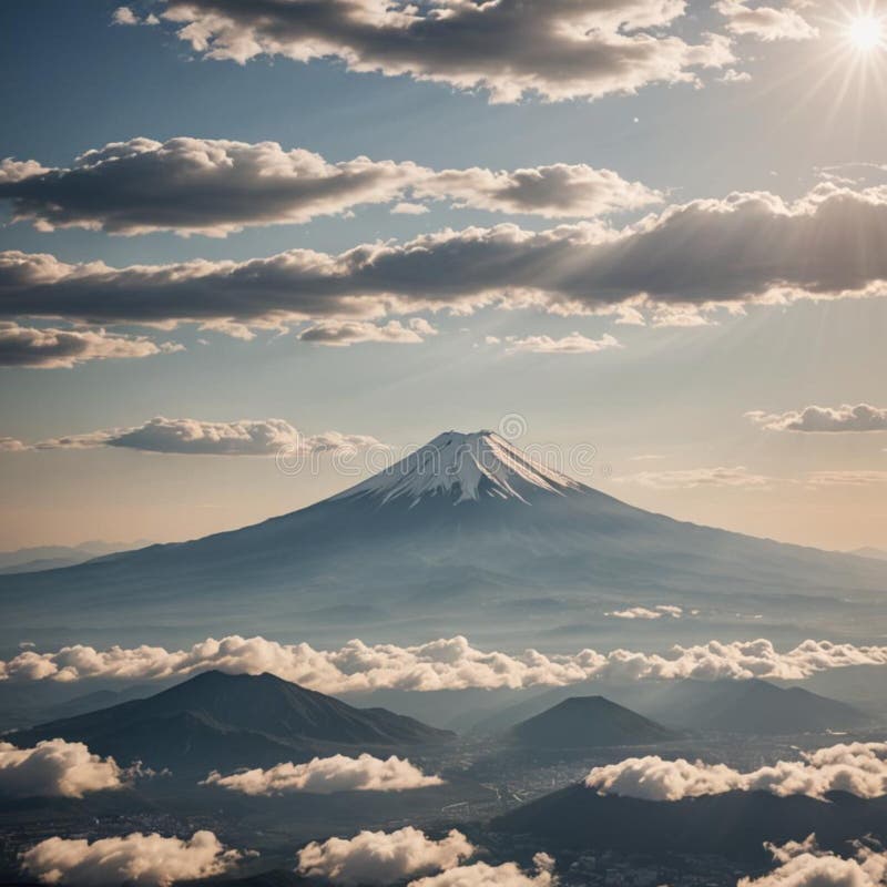 AI Generated Image of Mount Fuji in Japan Alongwith Clouds and Mists ...