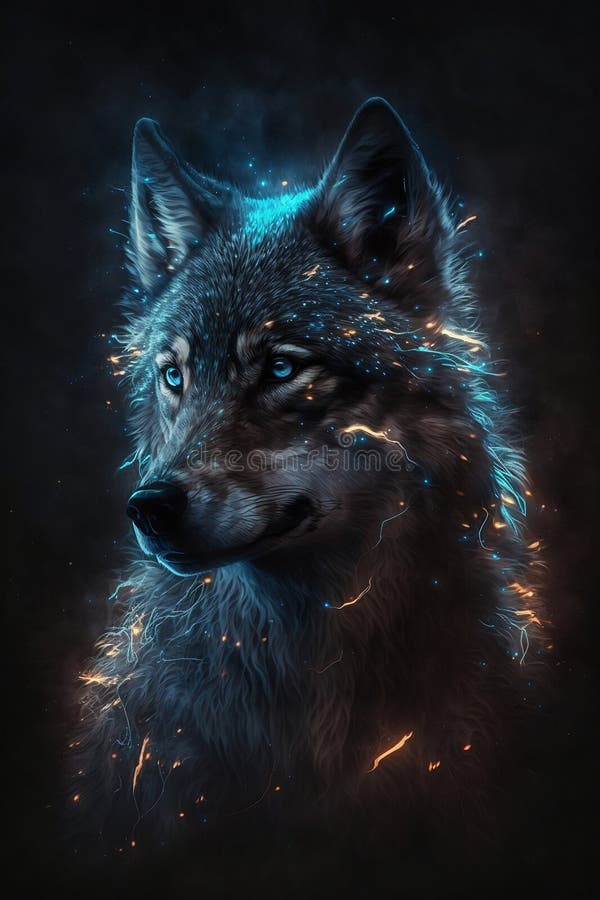 Mysterious Wolf Ghost Magic Portrait Stock Illustration - Illustration ...