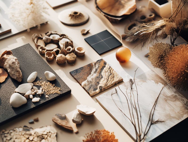 AI Generated Image of a Natural Material Moodboard Stock Illustration ...
