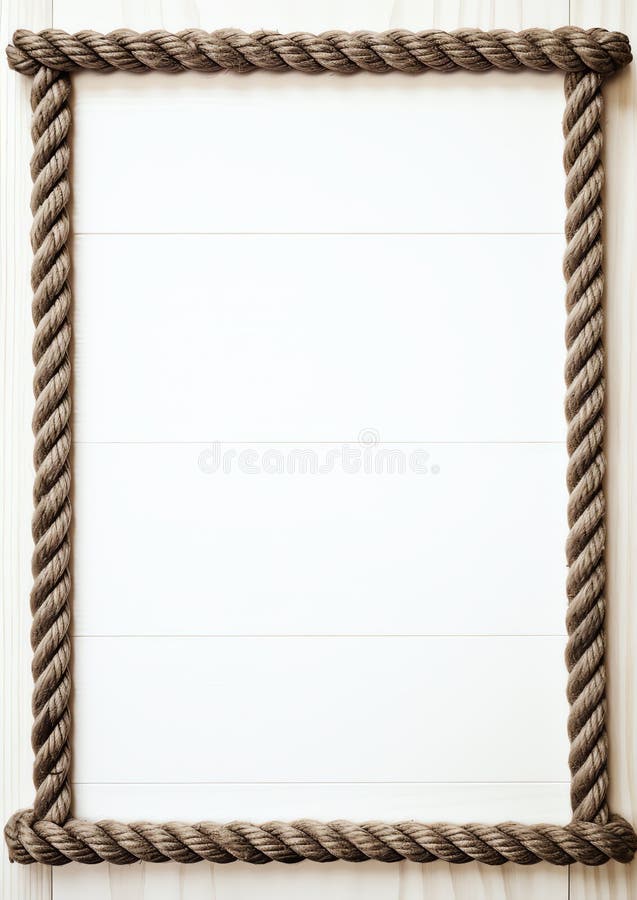 Nautical Rope Frame Border on White Background Stock Illustration ...