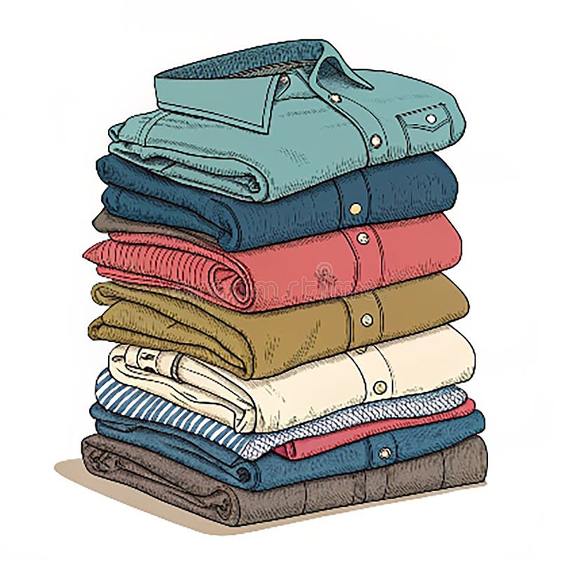 Clothing Stack Isolated on Transparent Background Stock Illustration ...