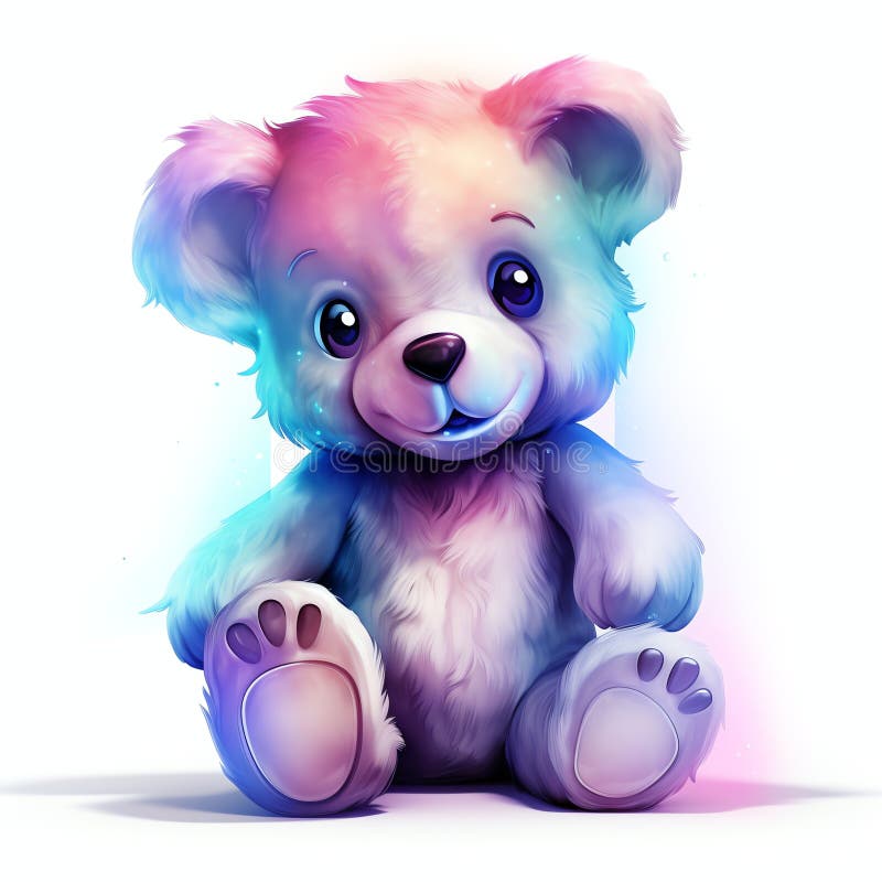 Neon Gray Teddy Bear Illustration for Nursery Stock Illustration ...
