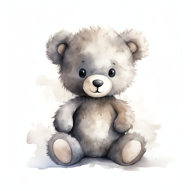 Neon Gray Teddy Bear Illustration for Nursery Stock Illustration ...