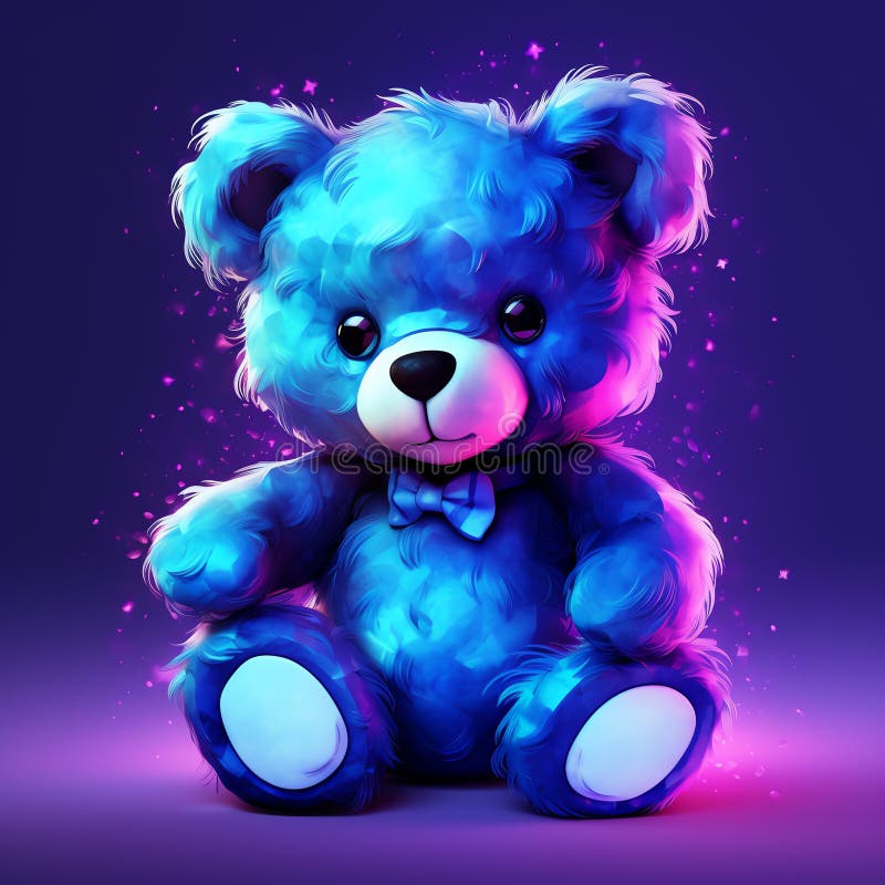 Neon Indigo Teddy Bear Illustration for Nursery Stock Illustration ...