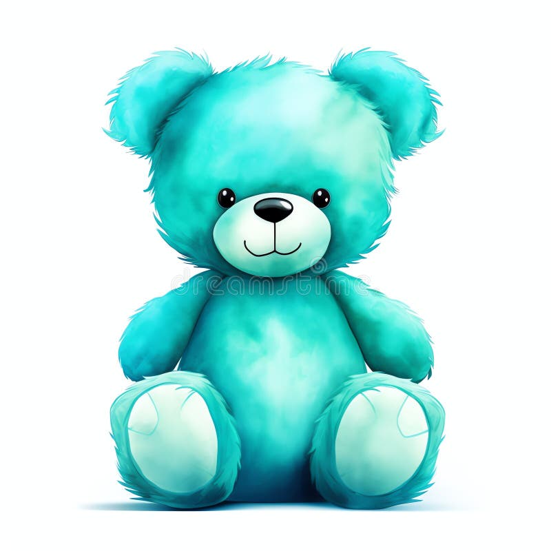 Neon Turquoise Teddy Bear Illustration for Nursery Stock Illustration ...