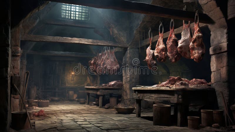 Medieval Butchery: a Glimpse into the Meat Market of the Past Stock ...