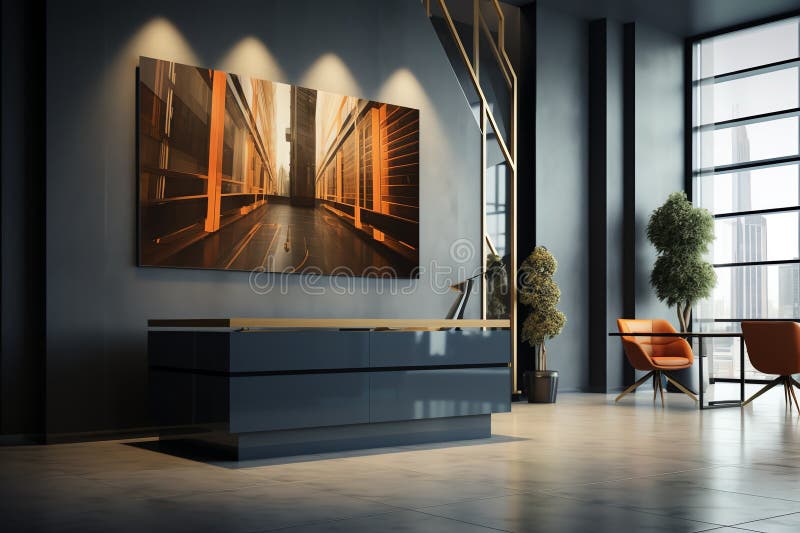 Office Reception Area with Modern Decor Work Office Background Stock ...
